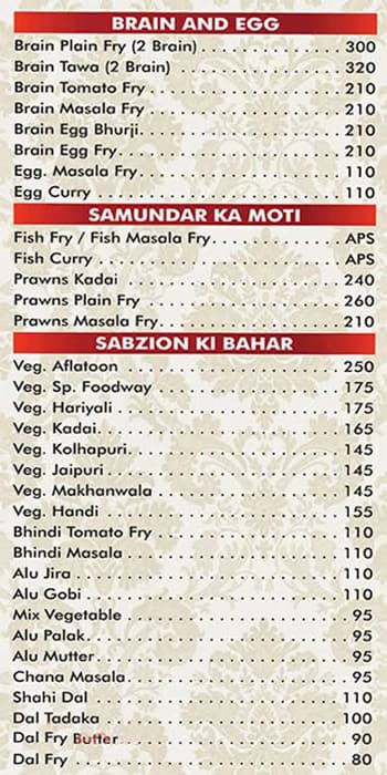 Menu at Food Way, Bhubaneswar