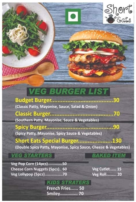 Menu of Short Eats, Purasavakkam, Chennai