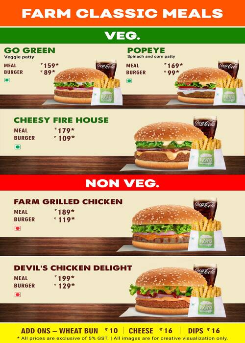Menu at Burger Farm, Jaipur, 210