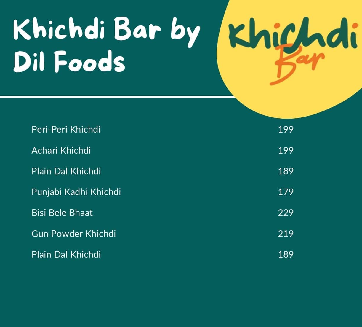 Menu of Khichdi Bar By Dil Foods, Jakkur, Bangalore