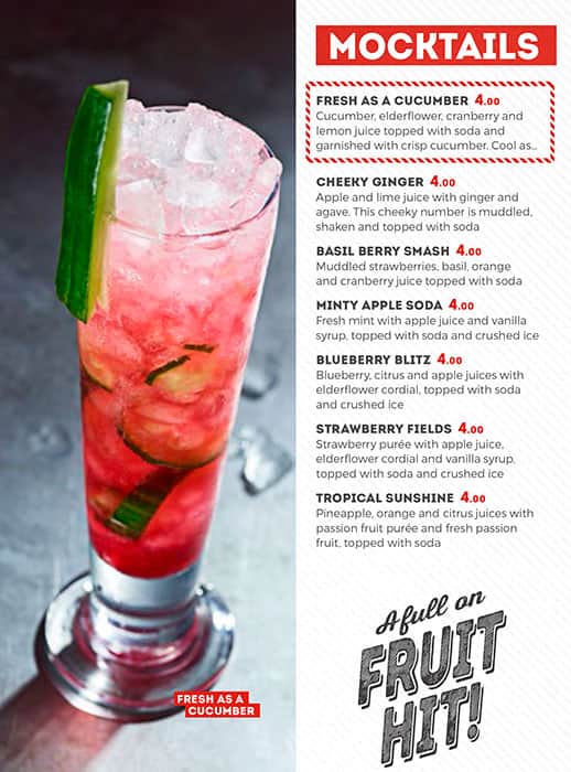 Menu at TGI Fridays - Covent Garden restaurant, London, 6 Bedford St