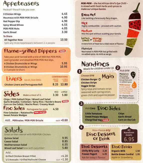 Menu at Nando's Dublin - St Andrew's Street restaurant, Dublin