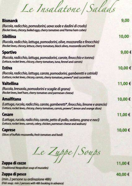 Menu at Ristorante Pizzeria L'antro della Sibilla, Milan, Via S. Gregorio