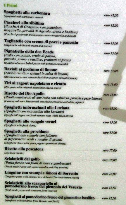 Menu at Ristorante Pizzeria L'antro della Sibilla, Milan, Via S. Gregorio
