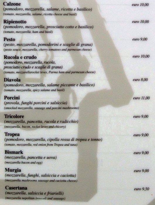 Menu at Ristorante Pizzeria L'antro della Sibilla, Milan, Via S. Gregorio