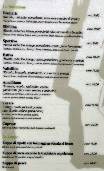 Menu at Ristorante Pizzeria L'antro della Sibilla, Milan, Via S. Gregorio
