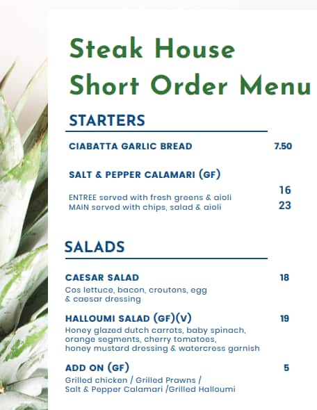 Carta de Park Bar, Kangaroo Point
