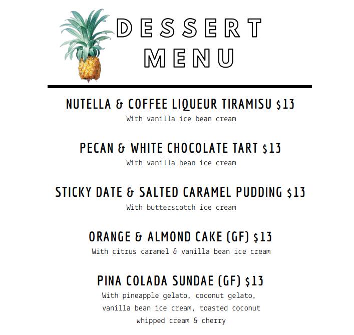 Carta de Park Bar, Kangaroo Point