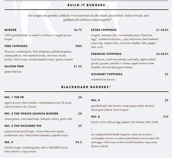 Menu at Farm Burger Buckhead restaurant, Atlanta, Piedmont Rd NE