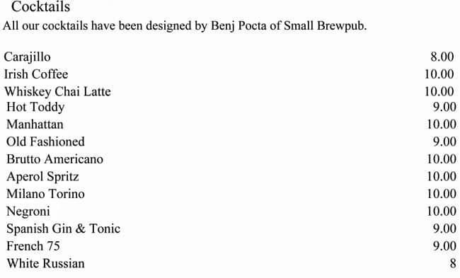 Menu at The Wild Detectives pub & bar, Dallas, 314 W Eighth St