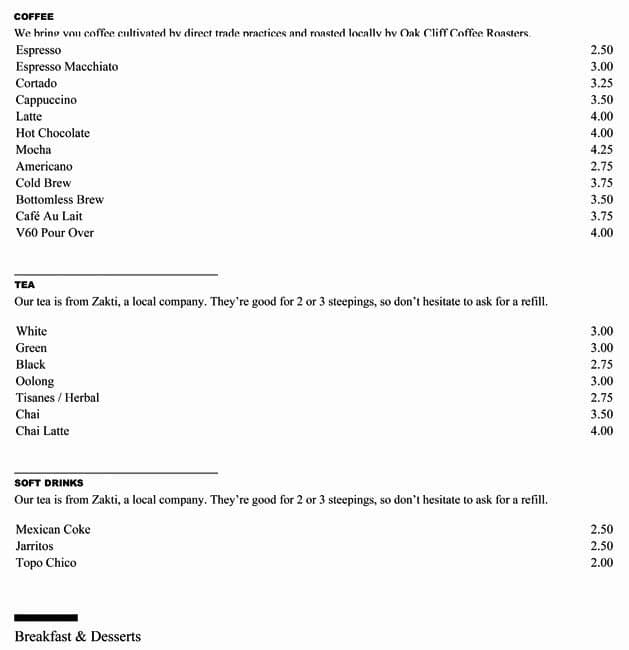 Menu at The Wild Detectives pub & bar, Dallas, 314 W Eighth St