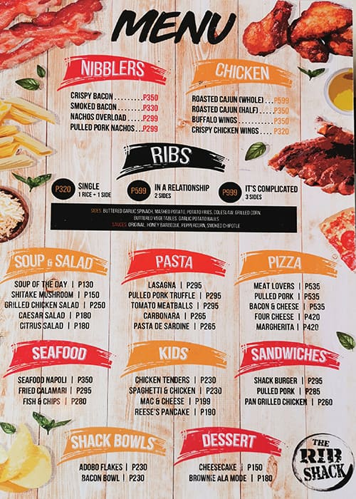 Menu at The Rib Shack BBQ, Parañaque