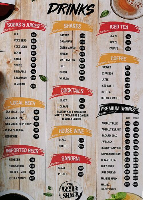 Menu at The Rib Shack BBQ, Parañaque
