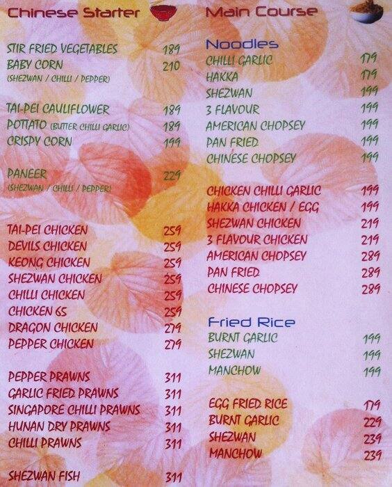 Menu at Urban Mingle, Hyderabad