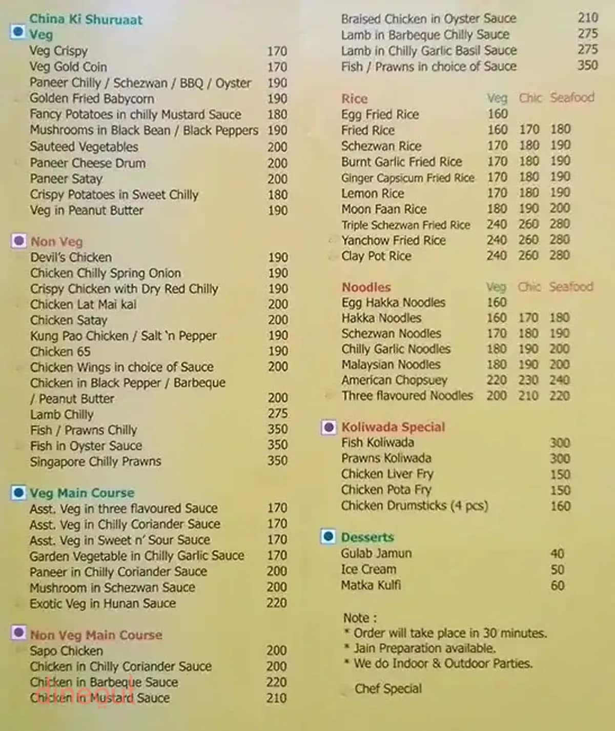 Menu of Mast Punjabi, Airoli, Navi Mumbai