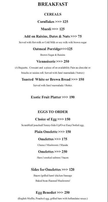 Menu of Cafe Veloute, White Town, Puducherry