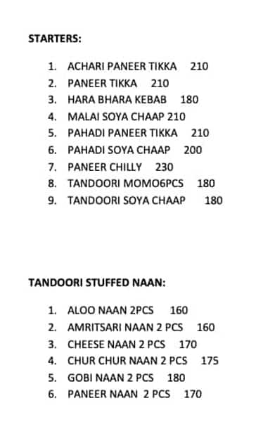 Menu of Amritsari - The Pure Veg Kitchen, Salunkhe Vihar Road, Pune