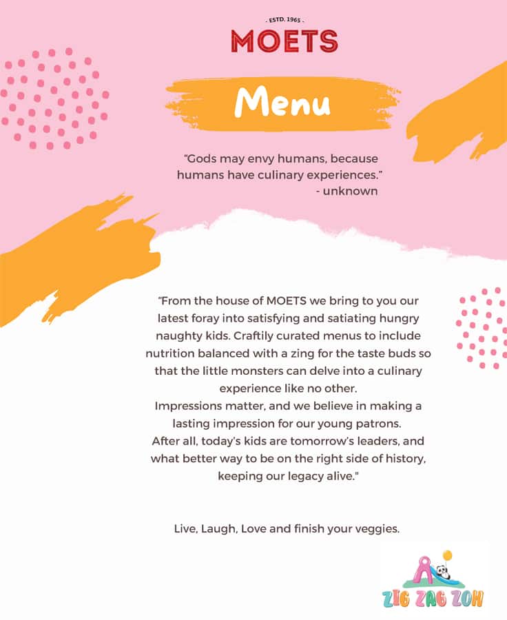 Menu of Zoh Cafe By Moets, DLF Phase 1, Gurgaon