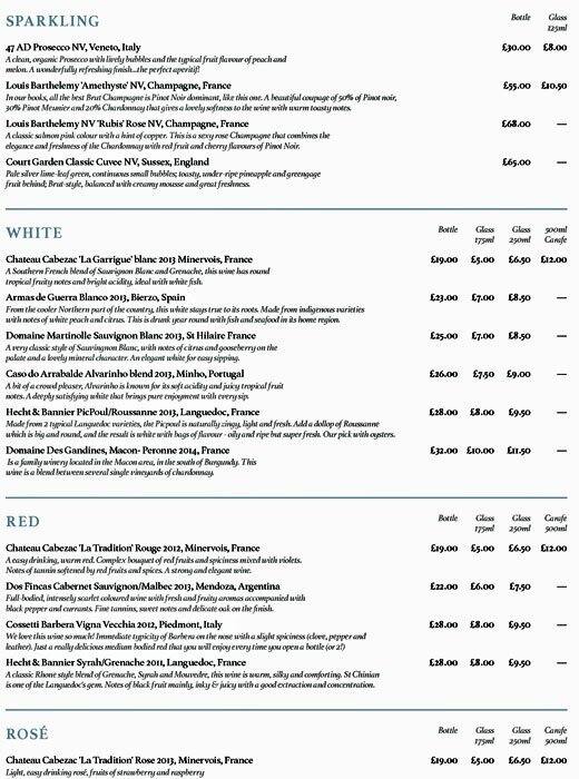 Menu at The Mayfair Chippy restaurant, London, 14 N Audley St