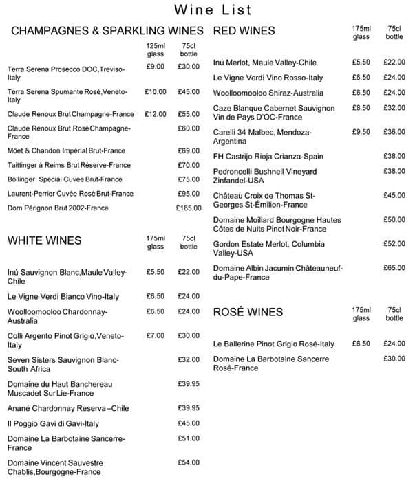 Menu at Madison's Bar, London, 5 Curzon St