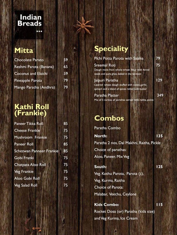 Menu at Paratha Parivar, Chennai, F-Block 19
