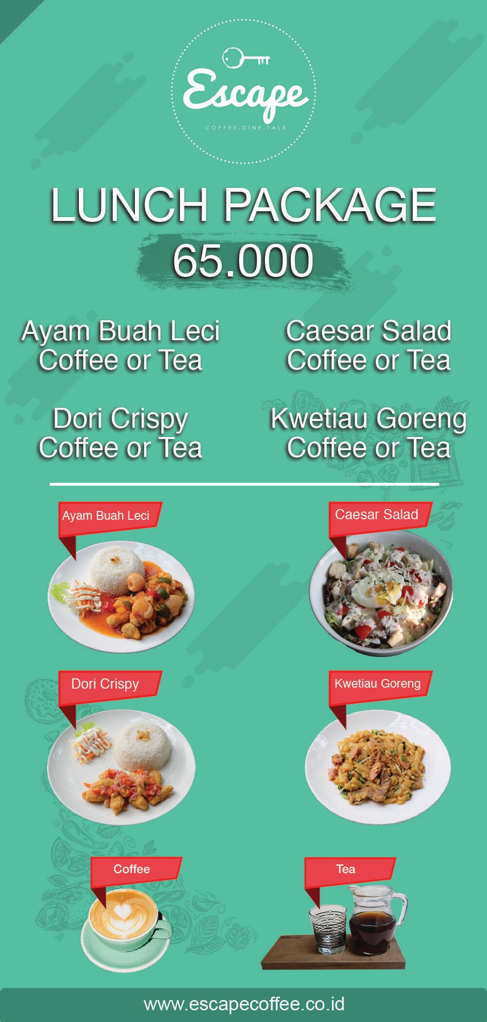 Menu at Escape Coffee cafe, Jakarta, Jl. Darmawangsa Raya No. 42
