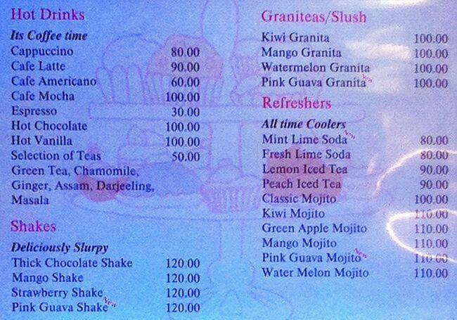 Menu of Amore, Nirala Nagar, Lucknow