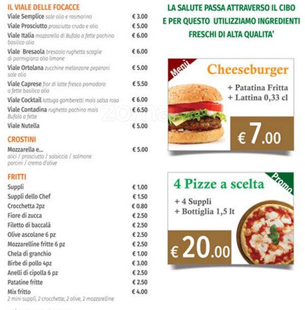 Menu at Pronto Chef pizzeria, Rome