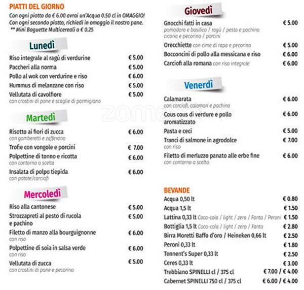 Menu at Pronto Chef pizzeria, Rome