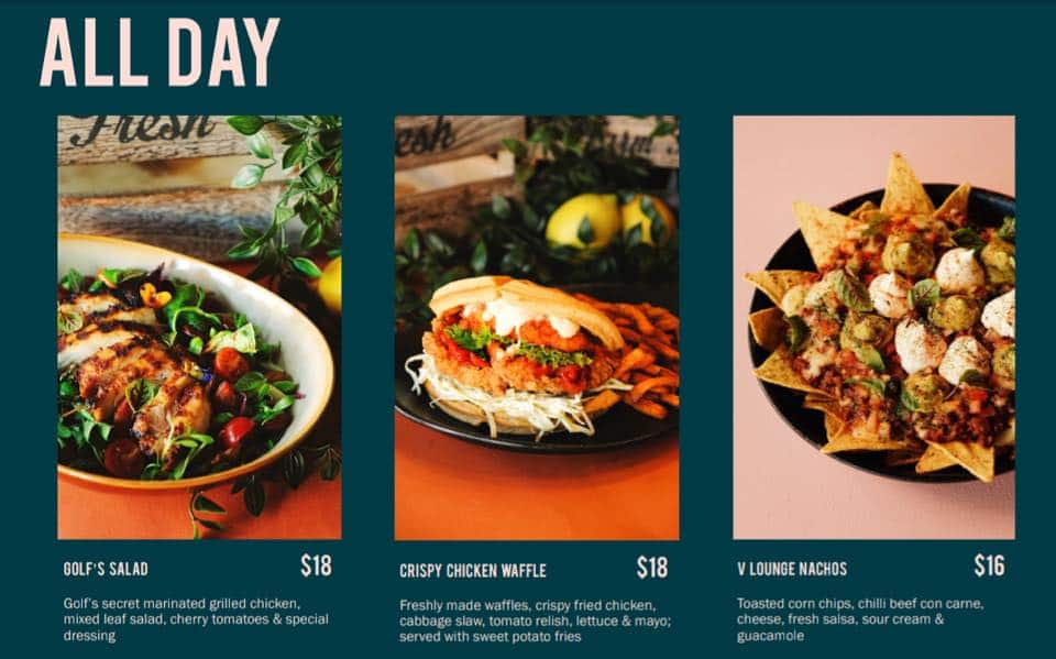 Menu at V Lounge cafe, Canley Heights