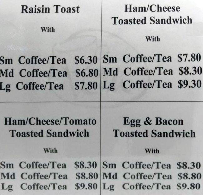 Menu at Cafe Verdi, Wheelers Hill
