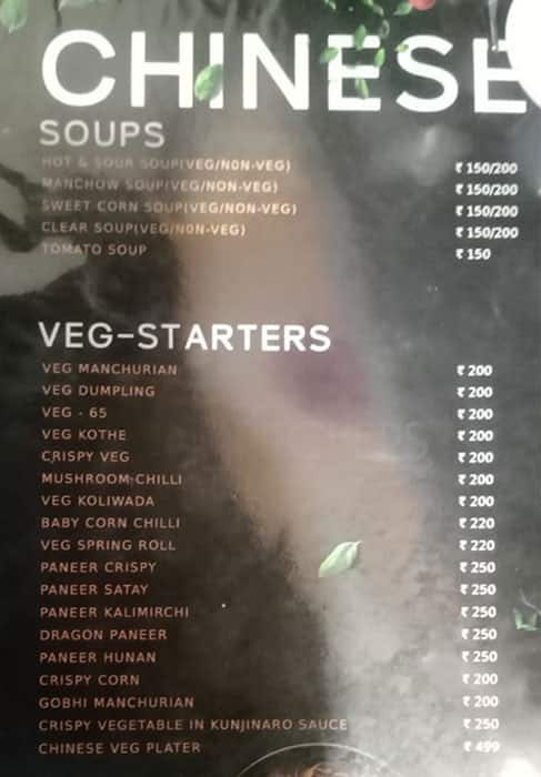 Menu at Pitchers, Bhopal