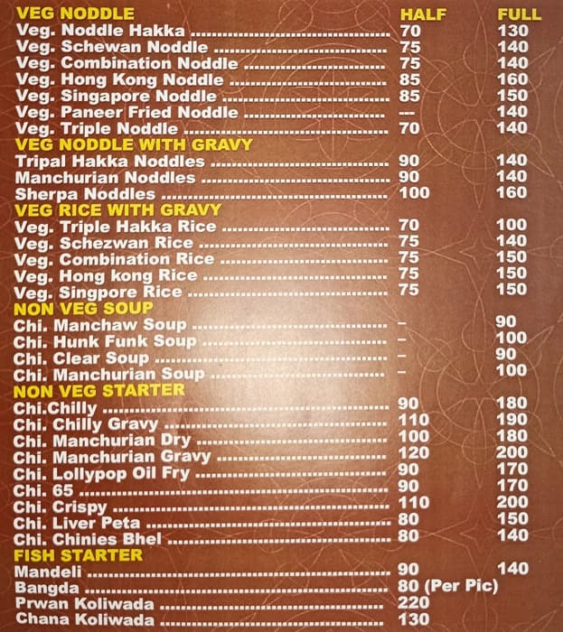 Menu of Samarth Chinese Corner, Upvan, Thane West, Thane