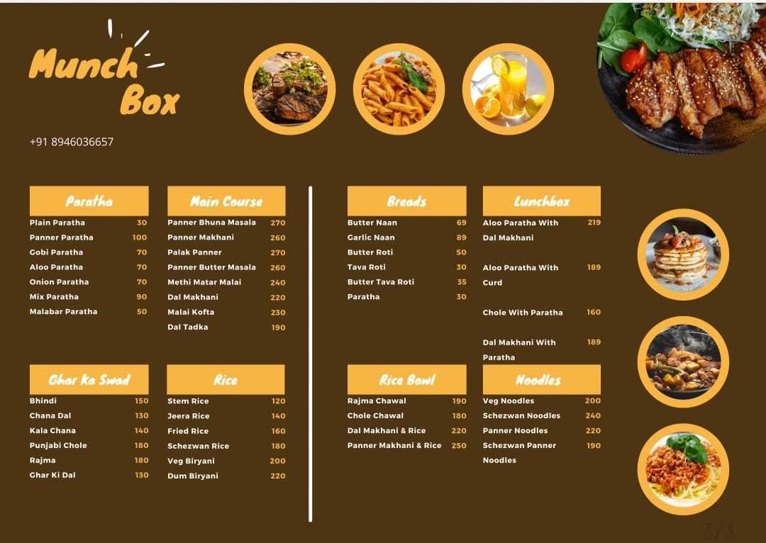 Menu of Munch Box, Purasavakkam, Chennai
