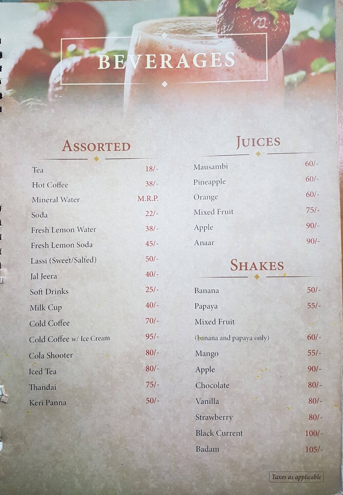 Menu at Kwality Restaurant, Bhopal