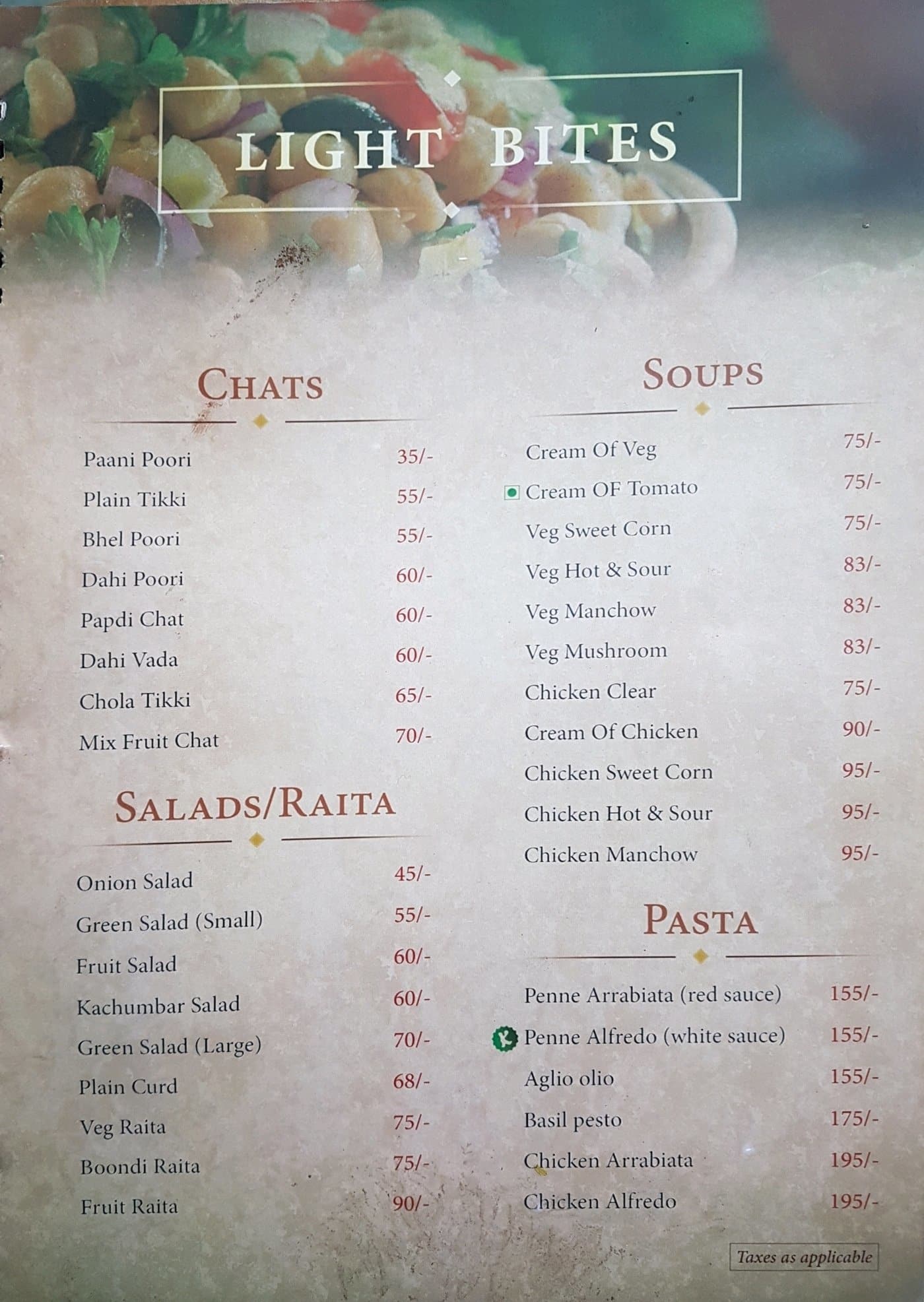 Menu at Kwality Restaurant, Bhopal