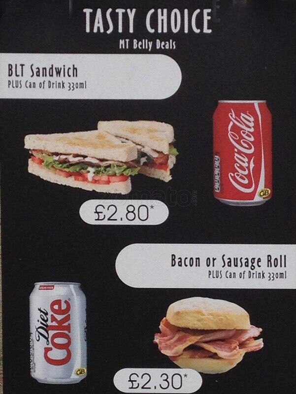 Menu at MT Bellys cafe, Thornton Heath