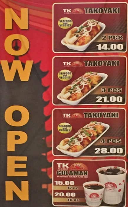 TK Takoyaki Menu, Menu for TK Takoyaki, Calumpang, Marikina City ...