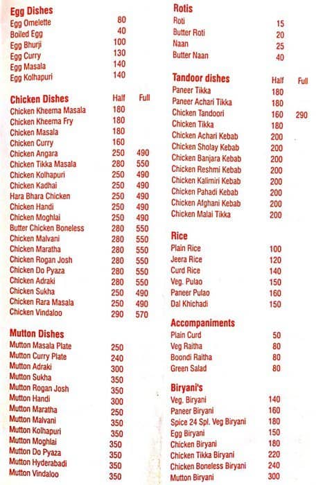 Spice 24 Menu, Menu for Spice 24, Chandan Nagar, Pune - Zomato