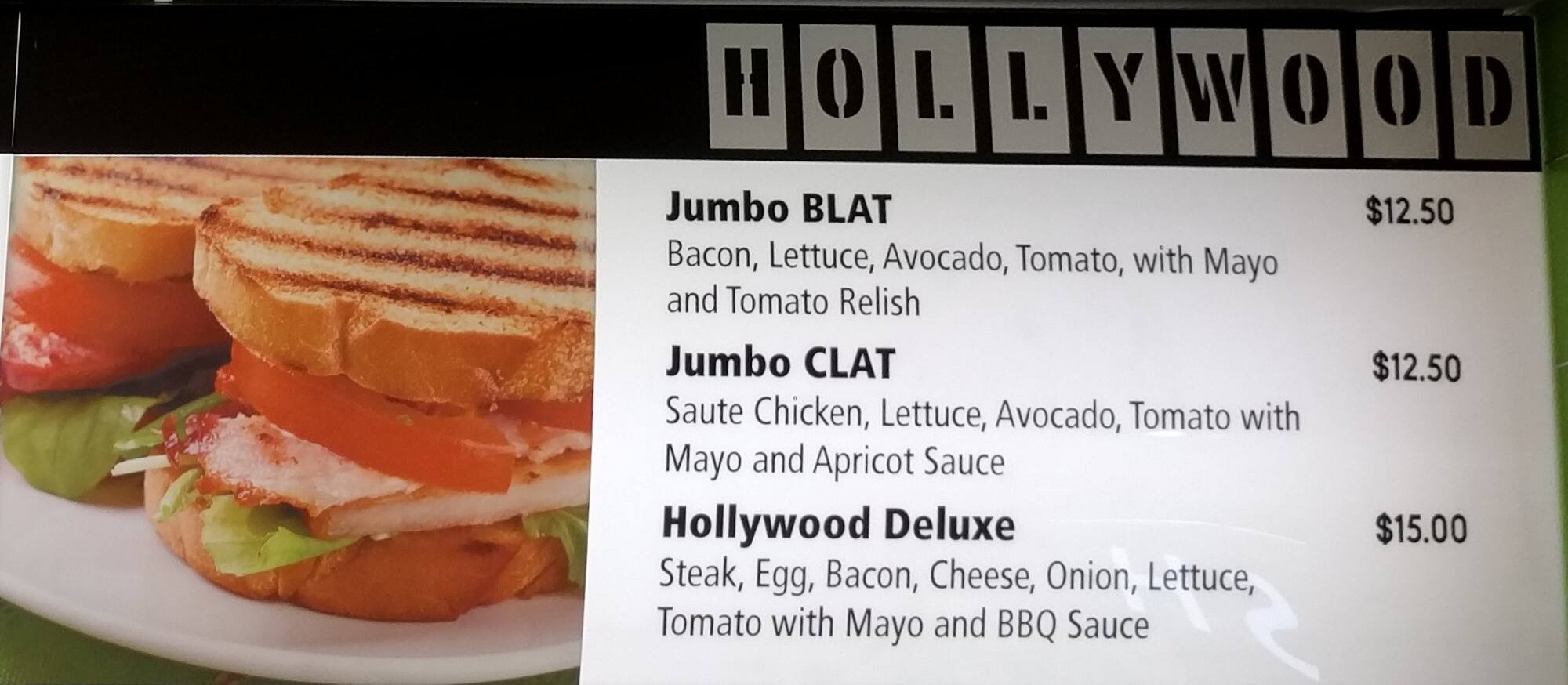 Menu at Hollywood Bakery Espresso, Auckland, 3058 Great N Rd