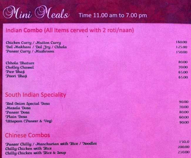Menu at Red Onion, Lucknow, 2nd Floor