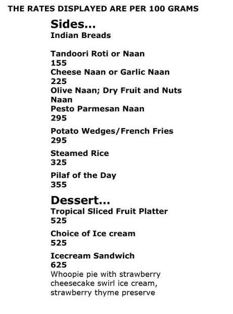 Menu at Susegado, Cavelossim, The St. Regis Goa Resort Mobor