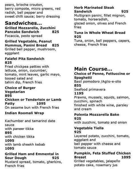 Menu at Susegado, Cavelossim, The St. Regis Goa Resort Mobor