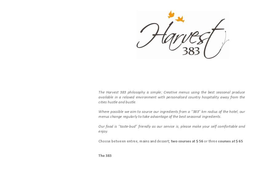 Menu at Three Founders restaurant, Creswick