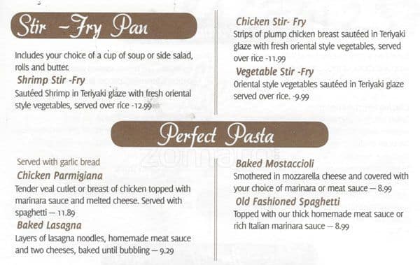 Menu at Skyview Restaurant, Berwyn