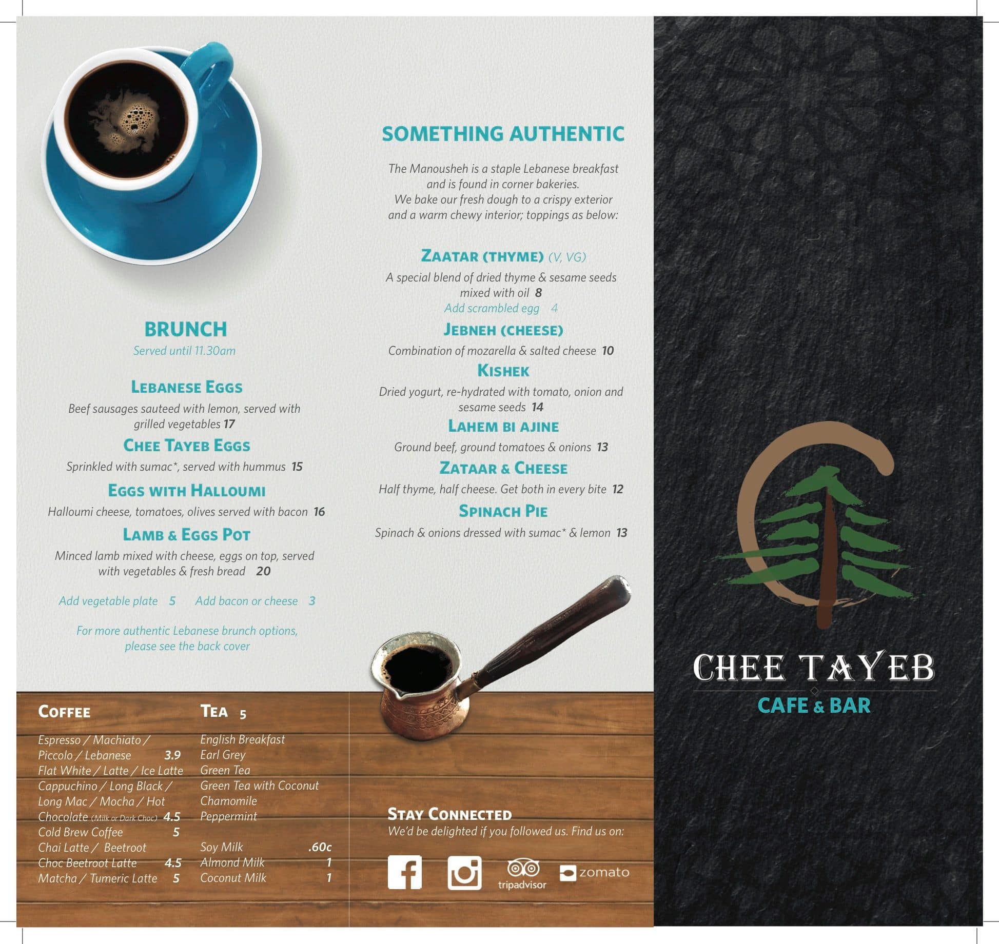 Menu at Chee Tayeb restaurant, Perth