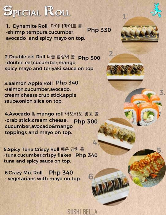 Carta del restaurante SUSHI BELLA, Makati