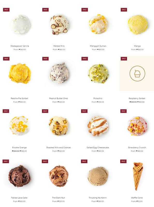 Menu at Manila Creamery desserts, Quezon City, 2/F Ayala Malls Vertis North