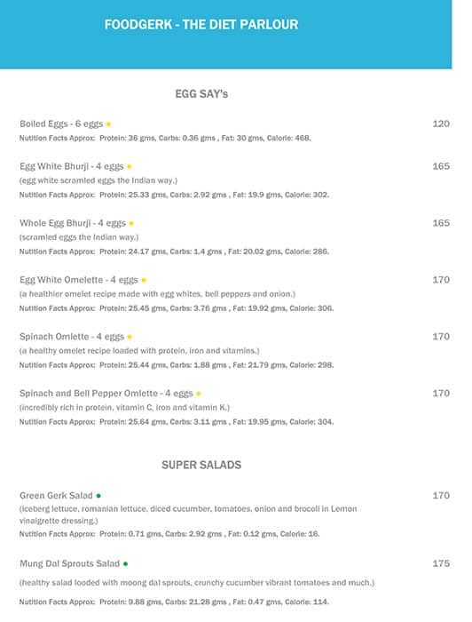 Menu of Foodgerk - The Diet Parlour, Malad West, Mumbai