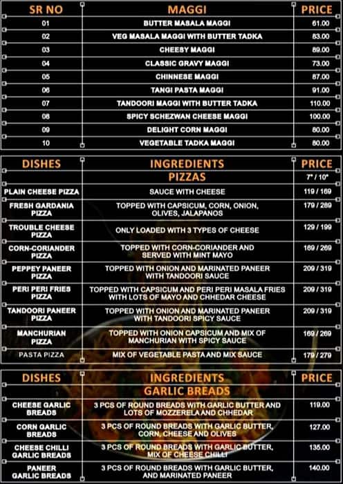 Menu of Bittu’s Cafeteria, Malad East, Mumbai